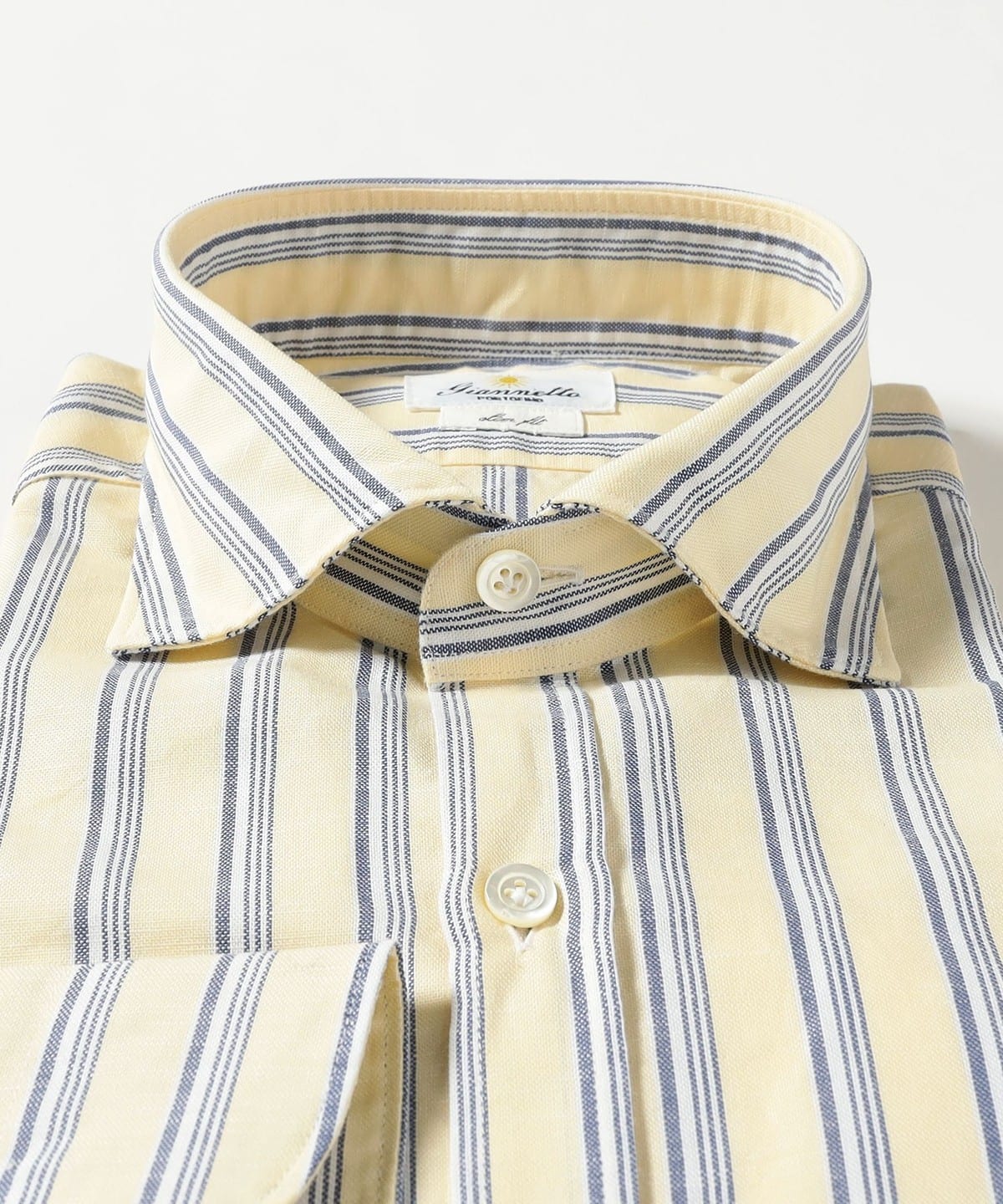 Brilla per il gusto（ブリッラ ペル イル グスト）【別注】GIANNETTO / コットンリネン オルタネイトストライプ ワイドカラーシャツ（シャツ・ブラウス カジュアル ...