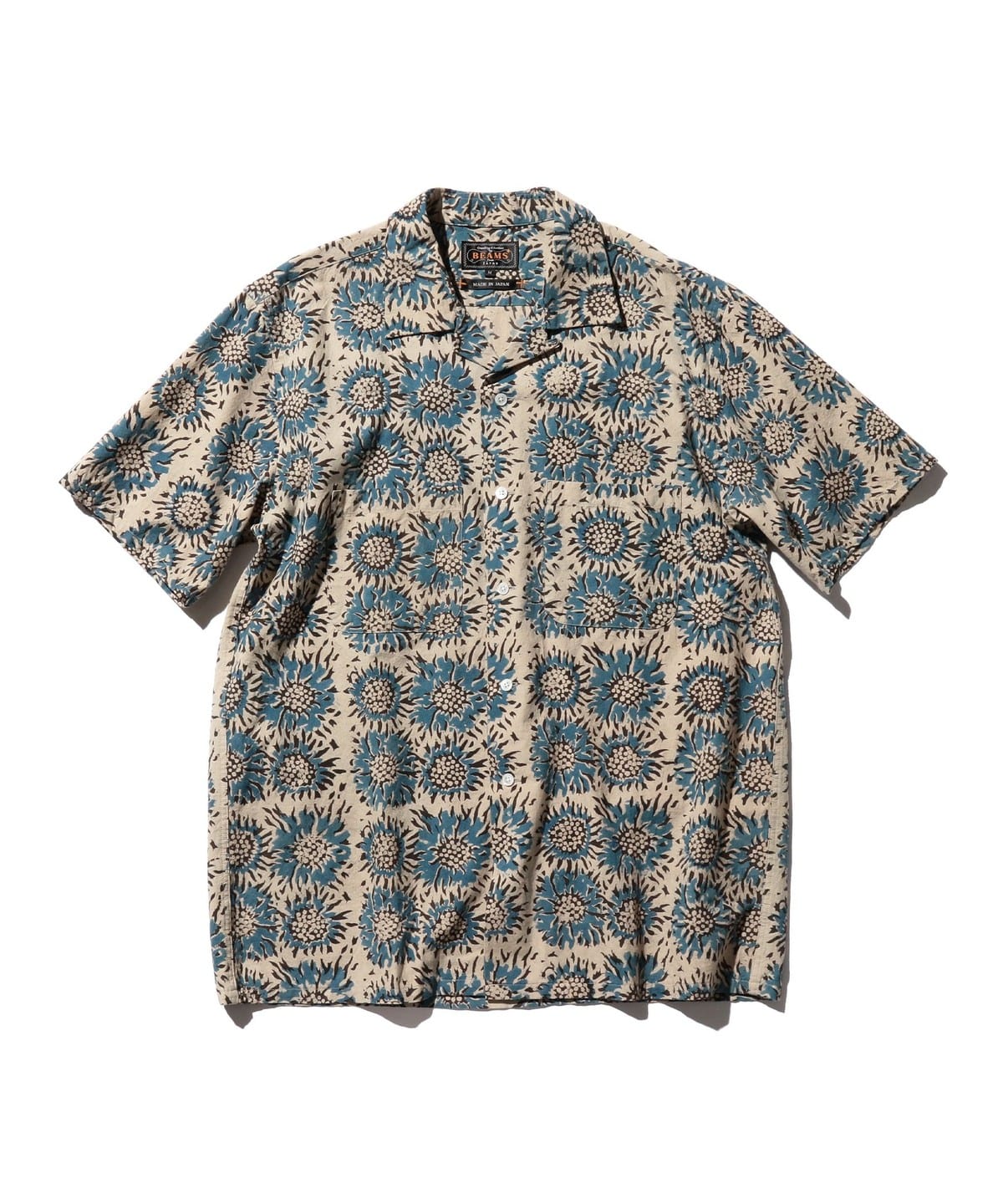 BEAMS PLUS（ビームス プラス）Open Collar Block Print Sun Flower（シャツ・ブラウス カジュアル ...