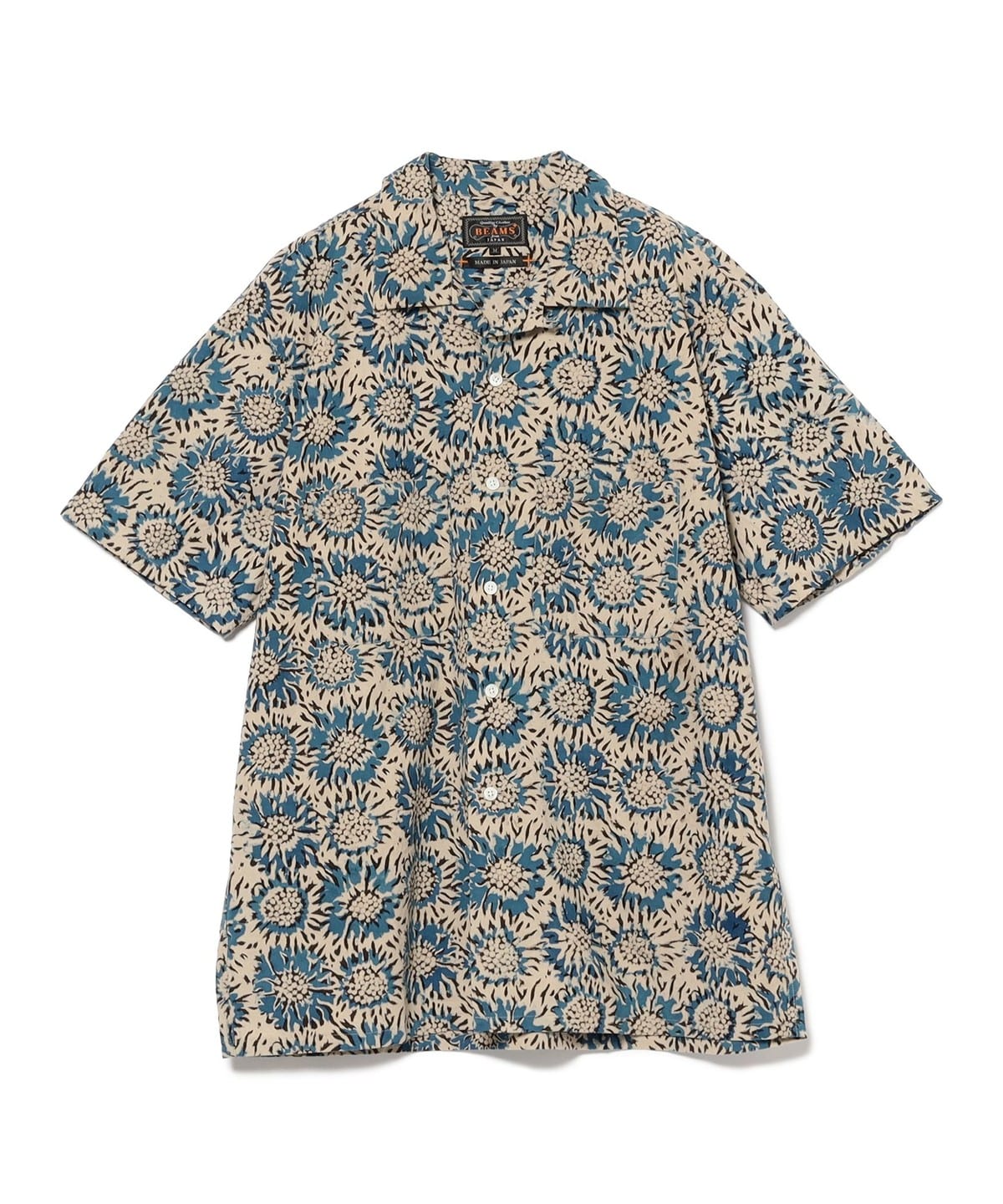 BEAMS PLUS（ビームス プラス）Open Collar Block Print Sun Flower（シャツ・ブラウス カジュアル ...