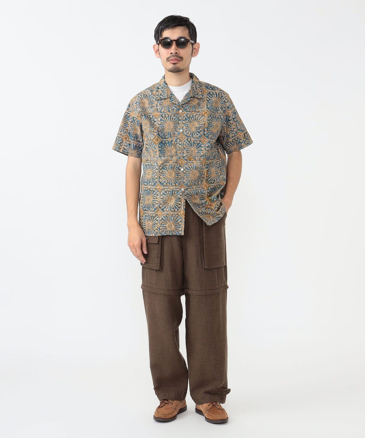 BEAMS PLUS（ビームス プラス）【タイムセール】Open Collar Block Print Flower（シャツ・ブラウス ...