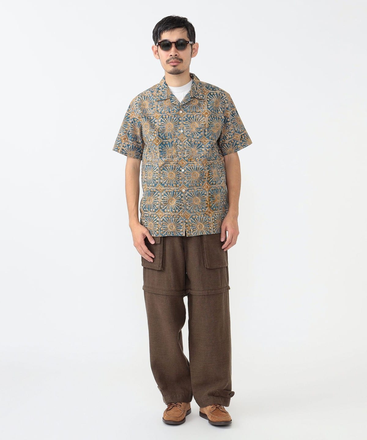 BEAMS PLUS（ビームス プラス）【タイムセール】Open Collar Block Print Flower（シャツ・ブラウス ...