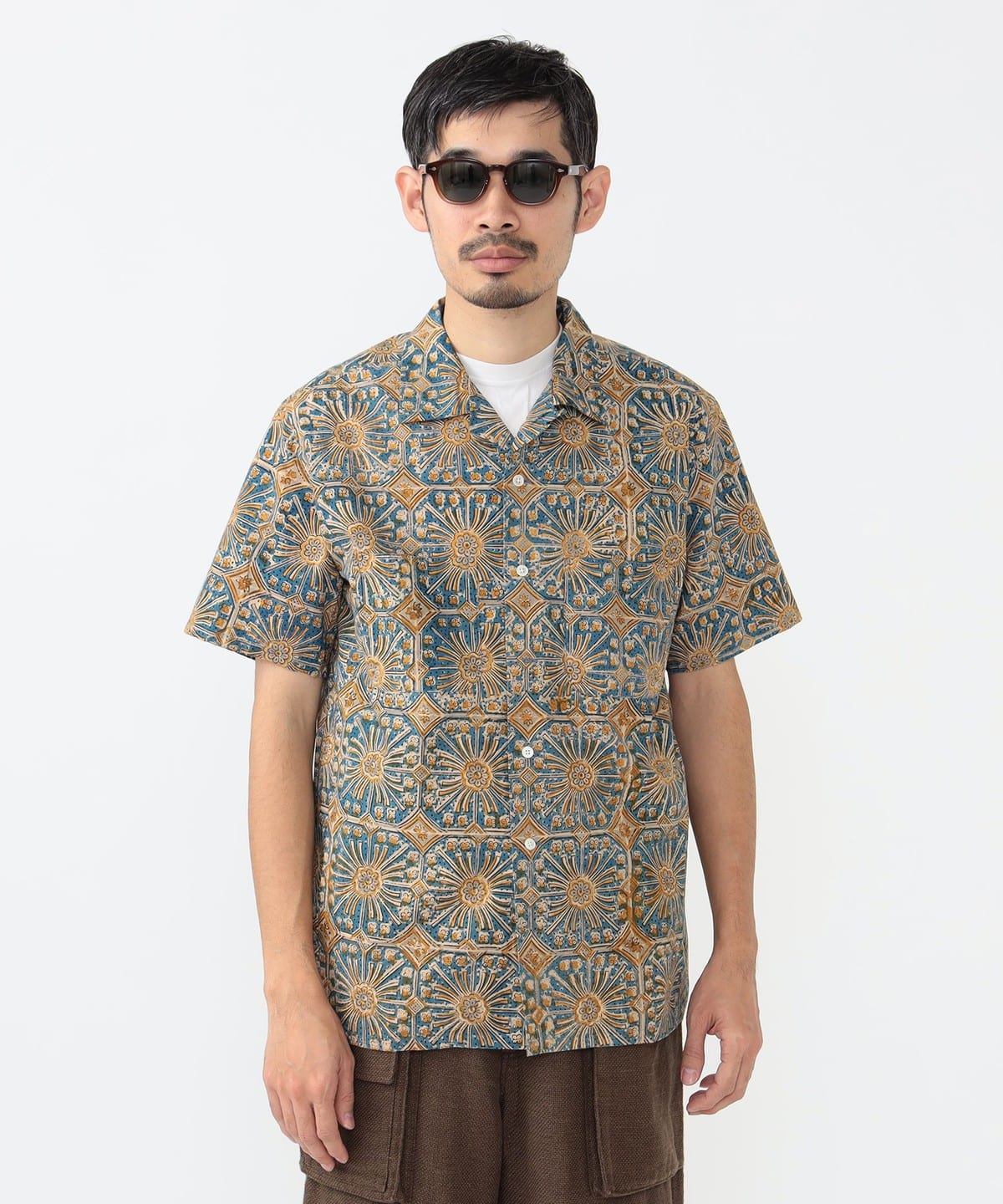 BEAMS PLUS（ビームス プラス）【タイムセール】Open Collar Block Print Flower（シャツ・ブラウス ...