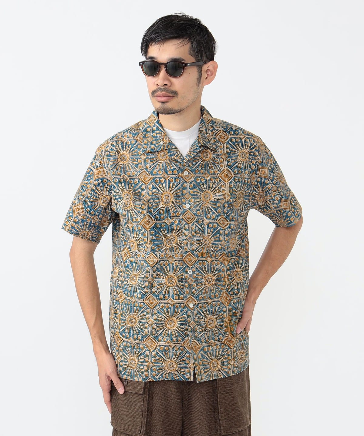 BEAMS PLUS（ビームス プラス）【タイムセール】Open Collar Block Print Flower（シャツ・ブラウス ...