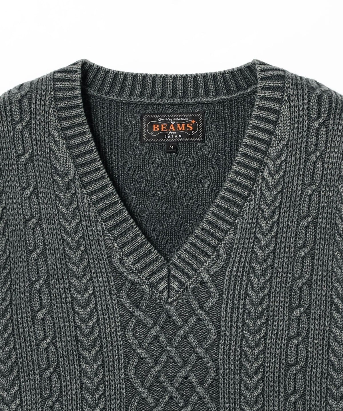 BEAMS PLUS（ビームス プラス）Knit Vest Aran Pattern Pigment Dyed Yarn（トップス ベスト ...