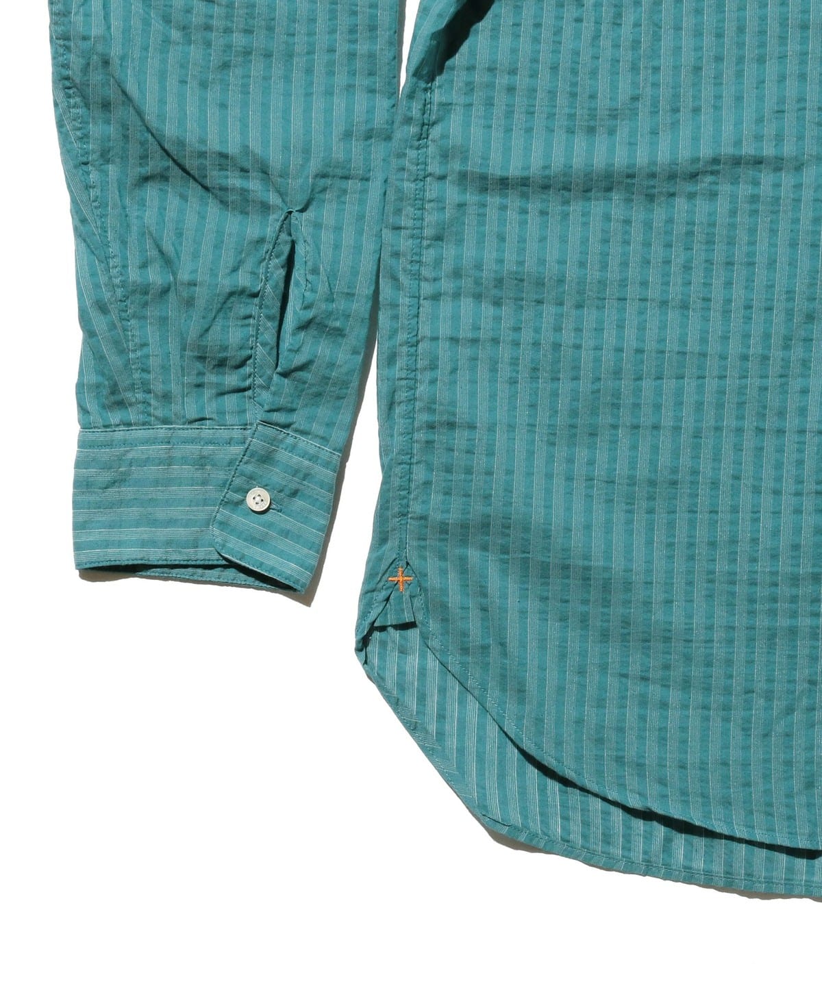 BEAMS PLUS（ビームス プラス）Band Collar Classic-fit Bumpy Stripe（シャツ・ブラウス カジュアル ...
