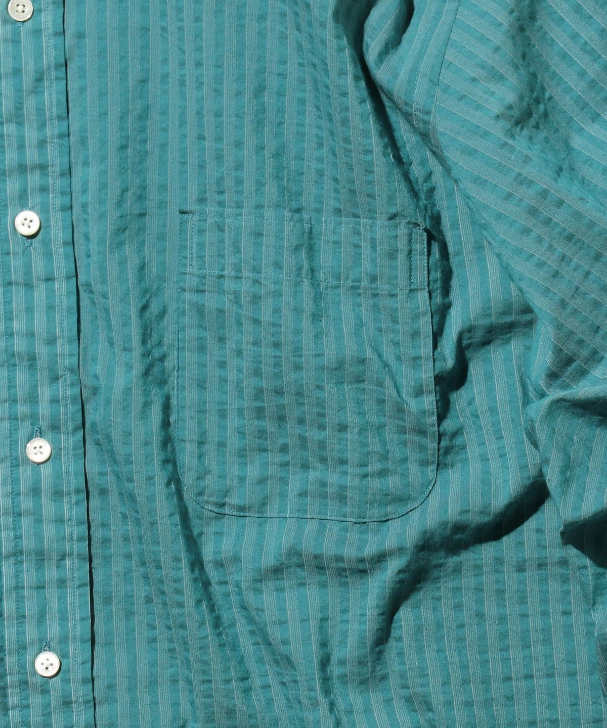 BEAMS PLUS（ビームス プラス）Band Collar Classic-fit Bumpy Stripe（シャツ・ブラウス カジュアル ...