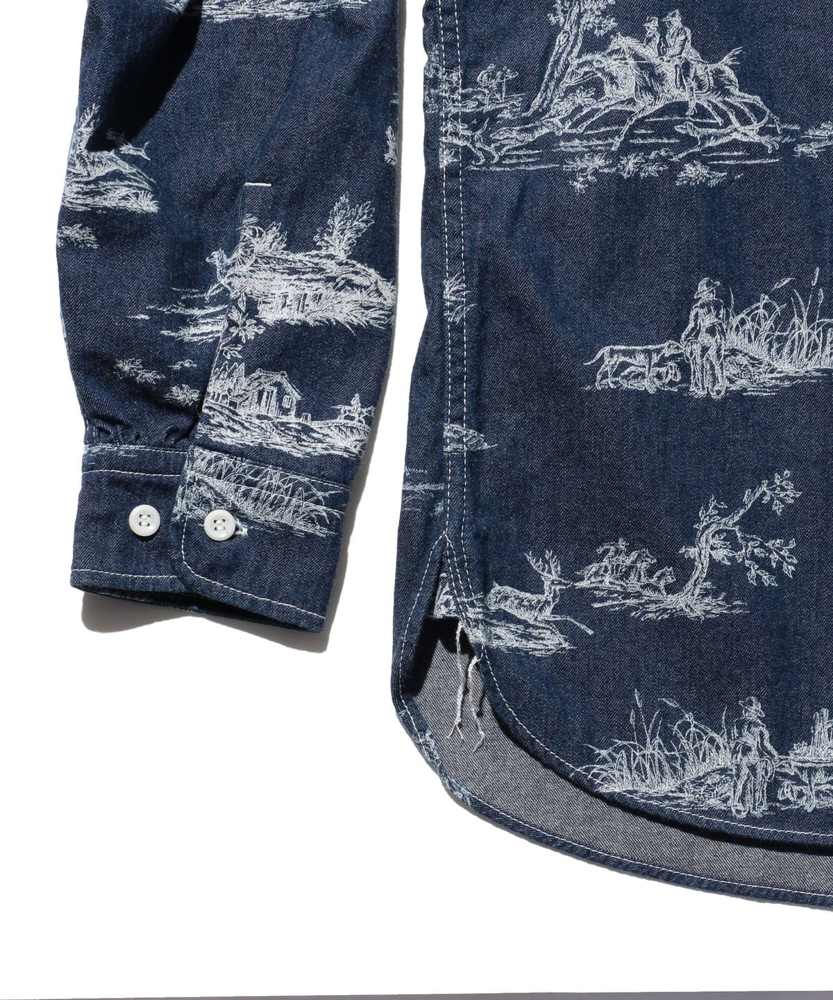 BEAMS PLUS BEAMS PLUS / WORK Classic-fit Denim Discharge Jouy Print（襯衫 ...