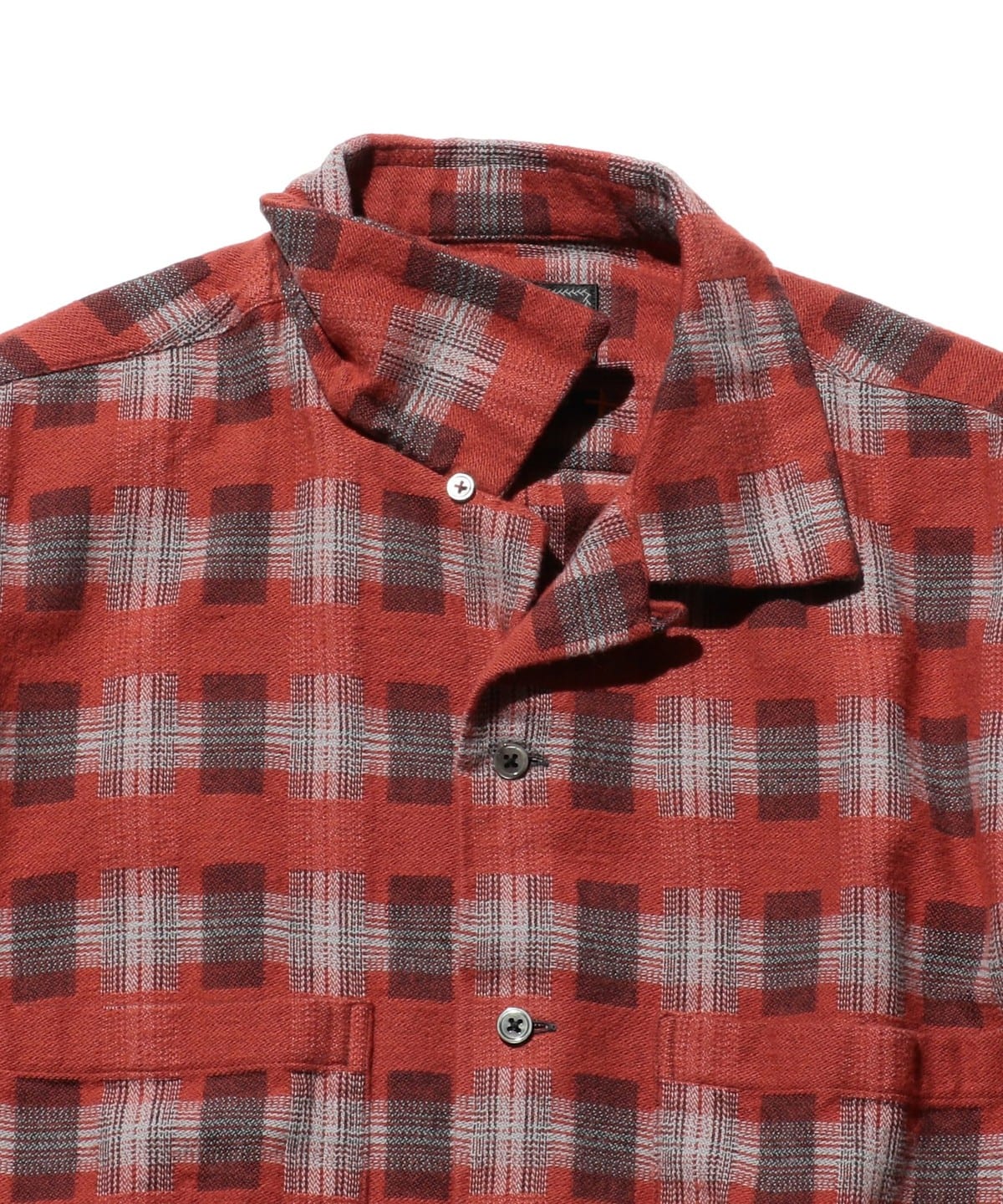 BEAMS PLUS（ビームス プラス）Open Collar Brushed Satin Plaid（シャツ・ブラウス カジュアルシャツ ...