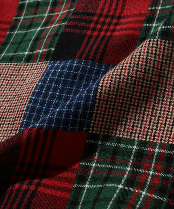 BEAMS PLUS (BEAMS PLUS) Dobby Check Patchwork-Like Drawstring Trousers ...