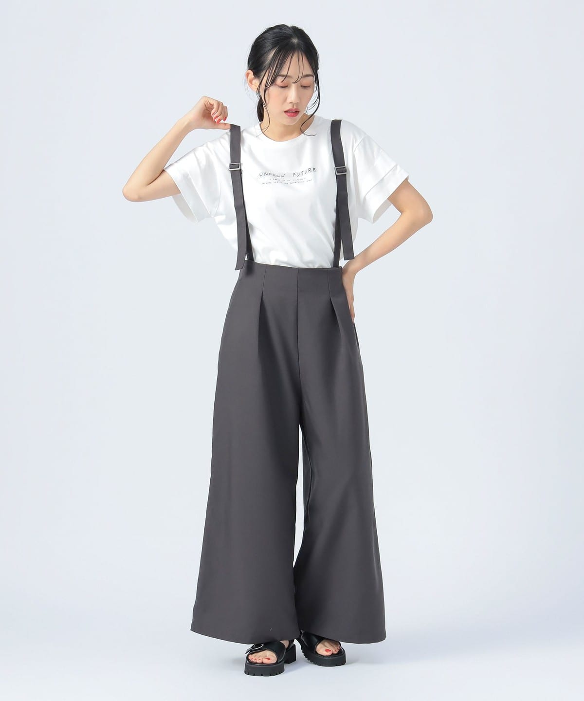 BEAMS HEART(ビームス ハート)サス付き ワイド ラインパンツ BEAMS HEART(ビームス ハート)サス付き ワイド ラインパンツ