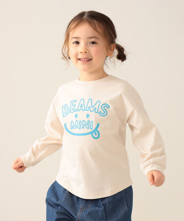 BEAMS mini BEAMS mini logo big long sleeve T-shirt 24SS (90-150cm) (T ...