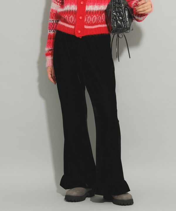 Ray BEAMS (Ray BEAMS) Ruffle Hem Velour Pants (Pants, Casual Pants ...