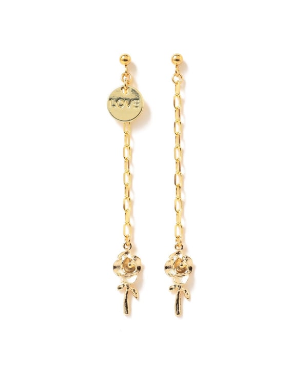 Ray BEAMS (Ray BEAMS) [Outlet] LOTUS PINK / ROSE Long Chain Earrings ...
