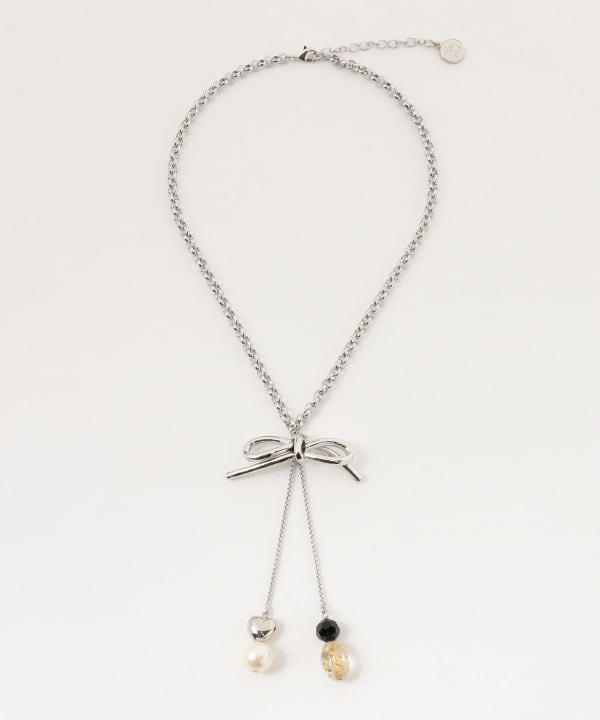 Ray BEAMS Ray BEAMS LOTUS PINK / silver ribbon necklace (accessory ...