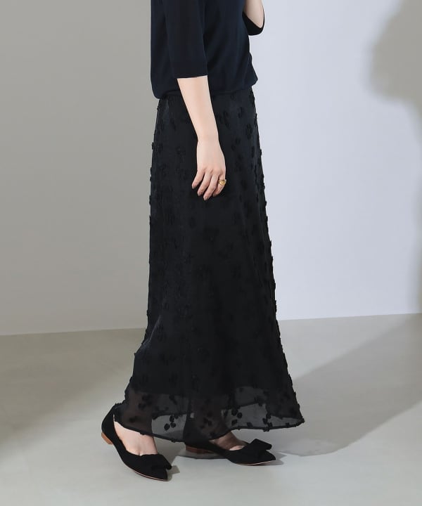 Demi-Luxe BEAMS (Demi-Luxe BEAMS) Sheer Cut Jacquard Narrow Skirt ...